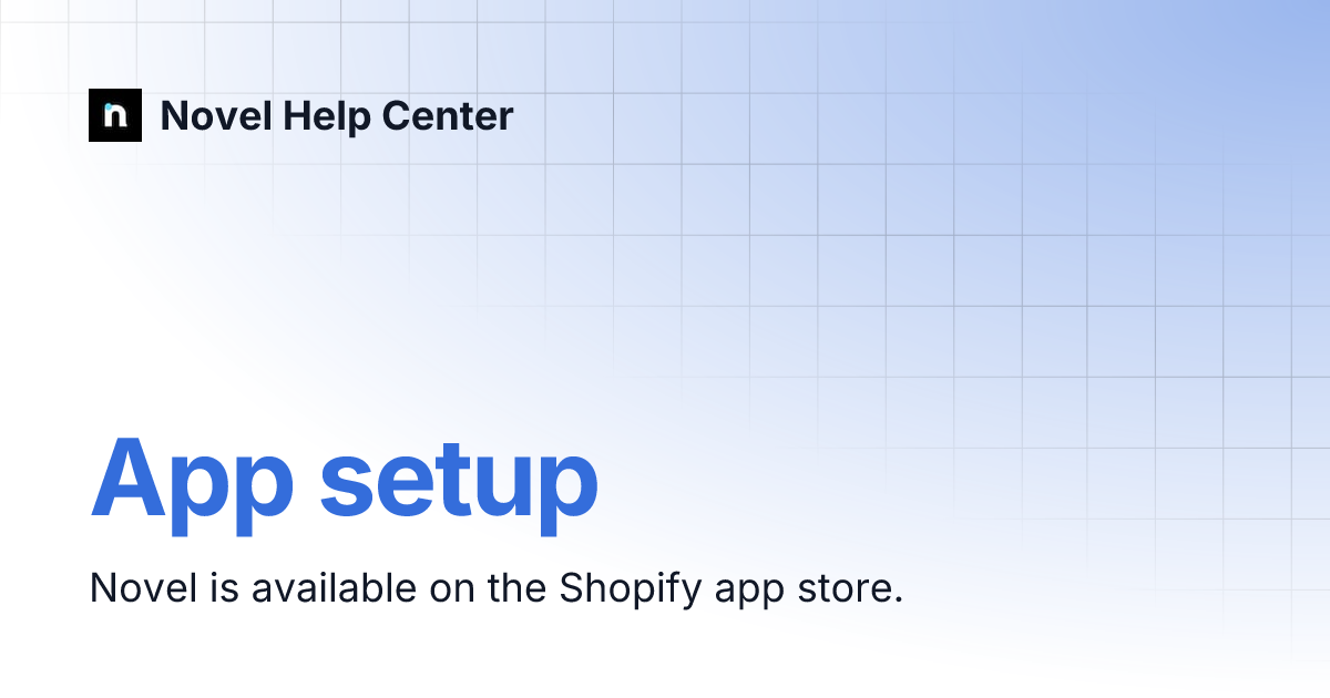 App setup | Novel Help Center